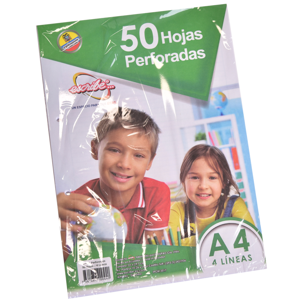 Hojas perforadas 4 líneas *50 – Librería Ilusión